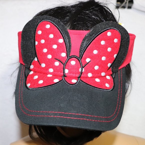 Disney | Accessories | Minnie Mouse Bow Disney Red Visor Hat | Poshmark
